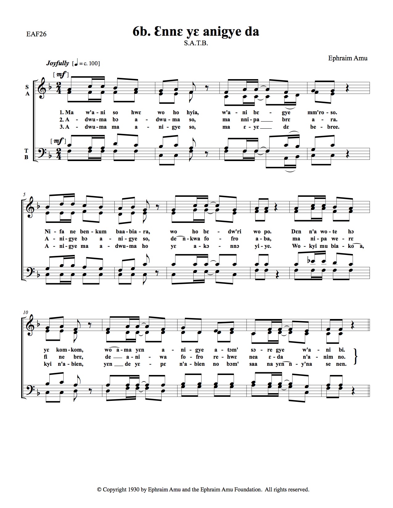 1.06B Ɛnnɛ yɛ anigye da – Amu Score Project